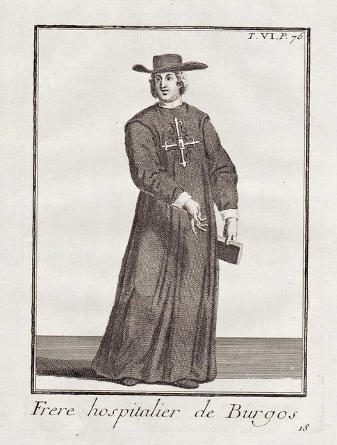 HOSPITALLER MONK MÖNCH Burgos Espana Spain Tracht costume engraving ...