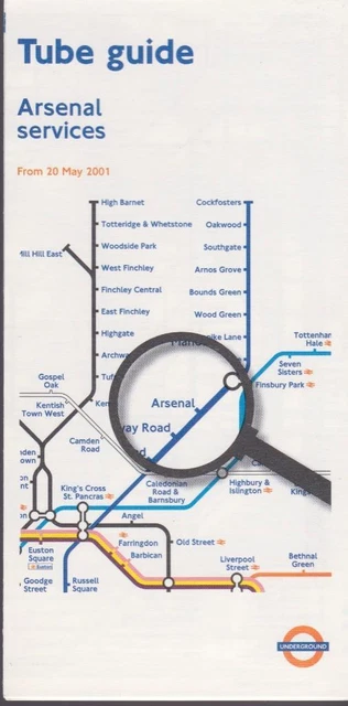 ARSENAL LONDON UNDERGROUND Tube Map MAY 2001 £3.00 - PicClick UK