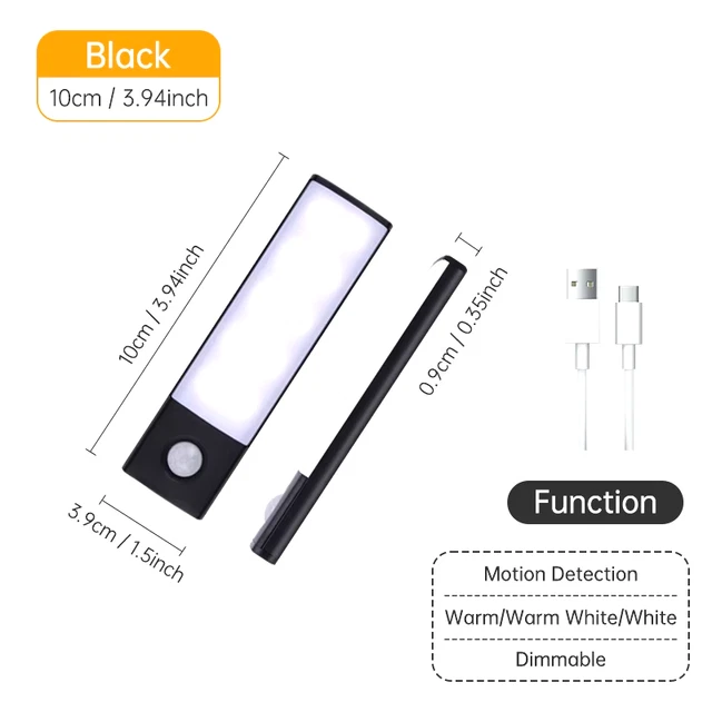 MOTION SENSOR LIGHT Wireless LED Night Light USB Rechargeable Night ...
