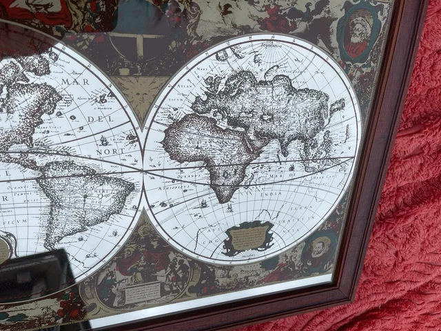 VINTAGE GENUINE ASPELL Saggers World Map Mirror Large £50.00 - PicClick UK