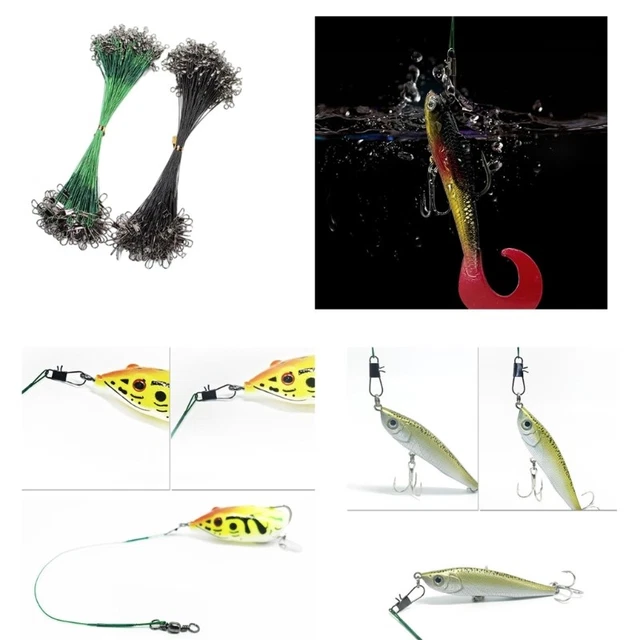 40PCS FISHING LEADER Wire With Swivels AntiBite Steel Fishing Line ...