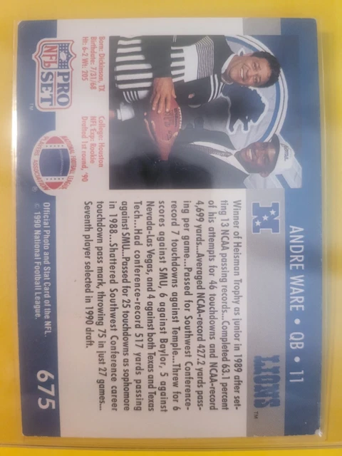 ANDRE WARE RC 1990 Pro Set draft premier tour #675 Lions EUR 2,23 ...