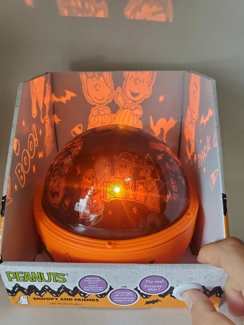 PEANUTS SNOOPY PUMPKIN LED Rotating Shadow Lights Projection Gemmy ...
