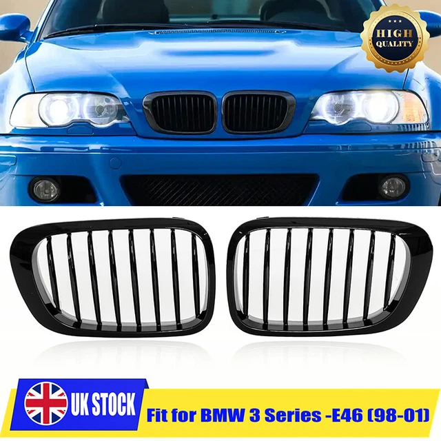 FOR BMW E46 Coupe 1999-2003 Pre-facelift Gloss Black Front Kidney Grill ...