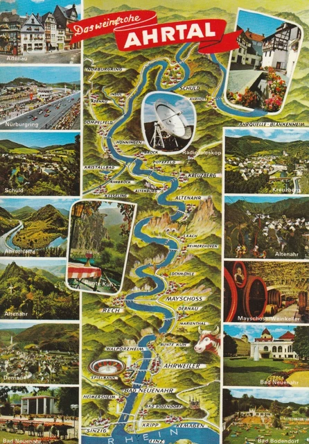AK MAP, LANDKARTE, Umgebungskarte **DAS ROMANTISCHE AHRTAL** III EUR 1 ...