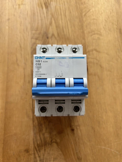 CHINT 32 AMP Type C Circuit Breaker MCB 3 Phase Pole C32 NB1-63H CHNT £ ...