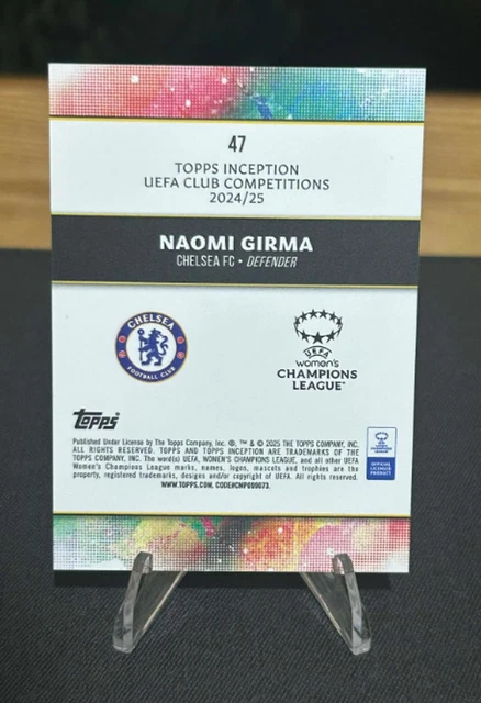 TOPPS INCEPTION 24-25 2025 Naomi Girma Superior /99 Chelsea FC Women ...