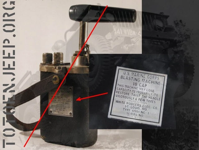 PLAQUETTE LABEL BLASTING MACHINE 10 CAPS MARINE USMC ENGINEERS jeep ...