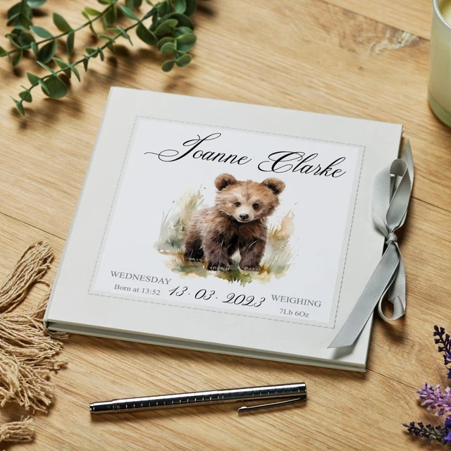LIVRE DE SOUVENIRS personnalisé bébé ma première année avec ours des bois WID-22 EUR 21,80 ...