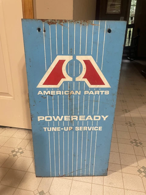 VINTAGE SERVICE STATION Garage American Parts Sign Display Cabinet ...