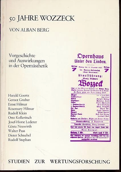 50 JAHRE WOZZECK von Alban Berg. Vorgeschichte und Auswirkungen in der ...
