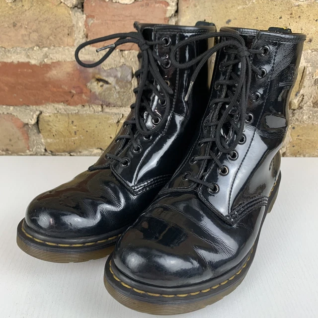 DR MARTENS PATENT Lamper Black 1460W 8 eyelet Boots UK 7 Docs Doc ...