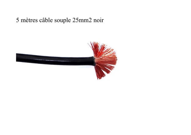 CÂBLE ÉLECTRIQUE BATTERIE souple 25 mm2 noir 5 mètres EUR 26,50 ...