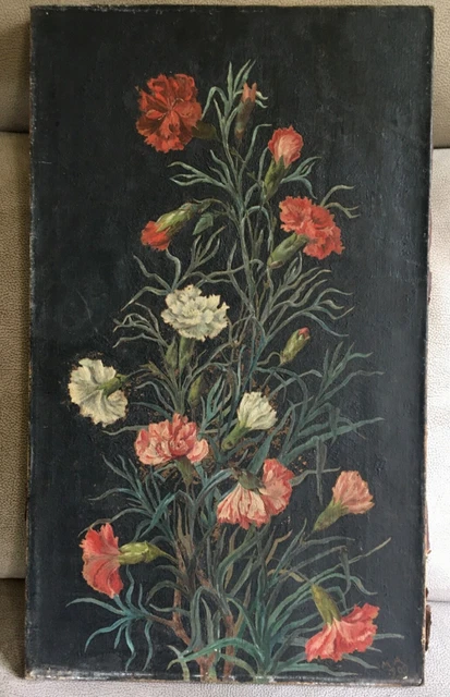 ANCIEN TABLEAU HUILE Sur Toile Fleurs EUR 150,00 - PicClick FR