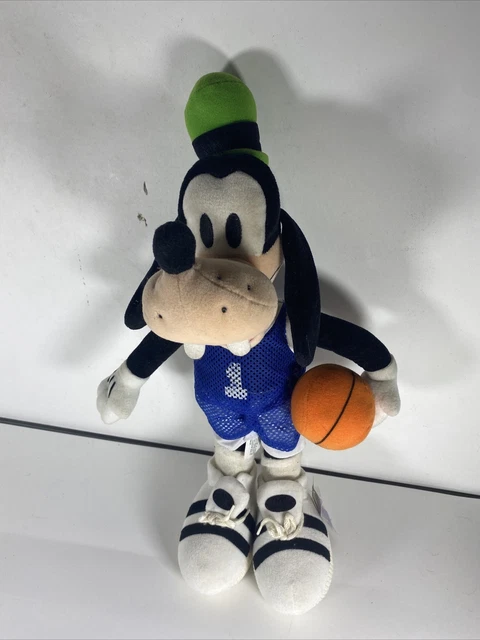 WALT DISNEY WORLD Goofy Basketball Plush 18" Green hat Blue #1 Jersey ...