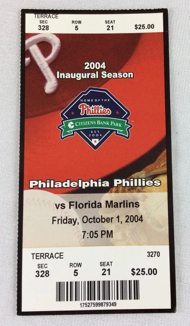 MLB 2004 10/01 Florida Marlins at Philadelphia Phillies Ticket-Cory ...
