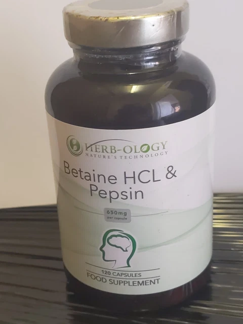 BETAINE HCL PEPSIN Capsules Supplement 650mg 120 Capsules Herb-ology £ ...