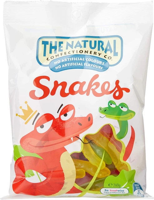 THE NATURAL CONFECTIONERY Company Snakes Lollies, 16 X 260 Grams $130. ...