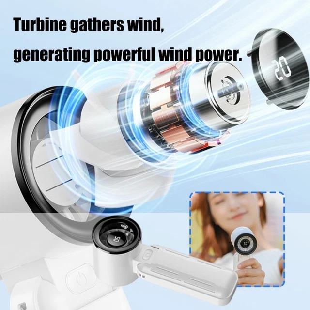 PORTABLE 5 SPEED Foldable Handheld Fan Rechargeable Electric Handheld ...