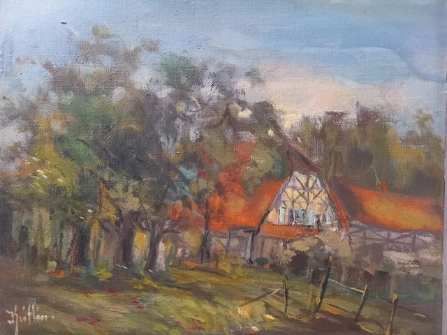 TABLEAU ANCIEN HUILE "paysage de campagne normande " sig XX EUR 35,00 - PicClick FR