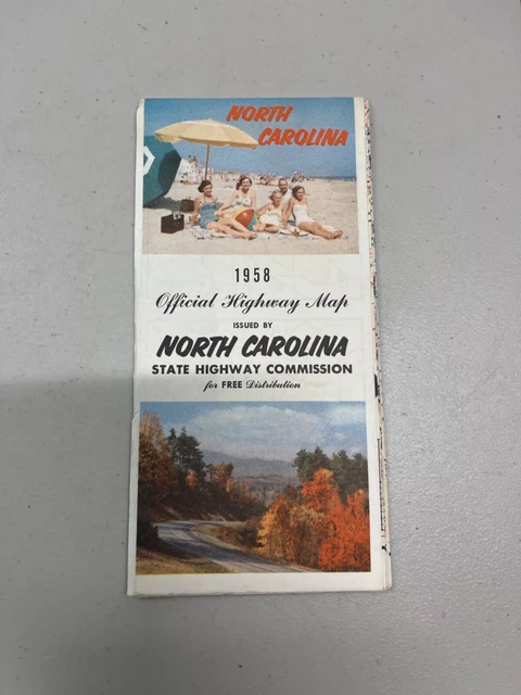 NORTH CAROLINA OFFICIAL Highway Road Map 1958 £23.09 - PicClick UK