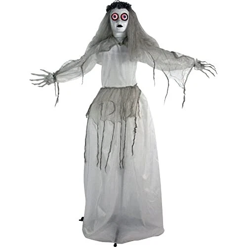 HAUNTED HILL FARM HHBRIDE-3FLS Life-Size Animated Moaning Skeleton ...