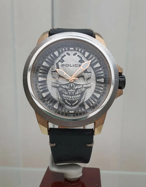 GENUINE POLICE DESIGNER watch Mens Men's Black Skull Skeleton RRP£250 ...