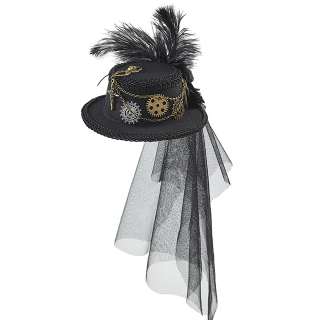 STEAMPUNK TOP HAT Gothic Vintage Style Head Gear Black Costume ...