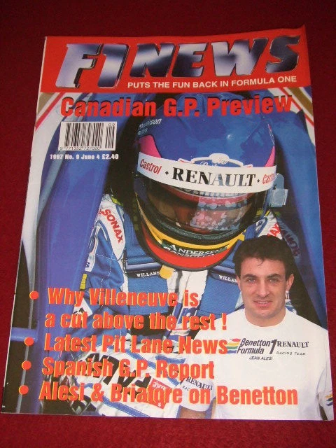 F1 NEWS - VILLENEUVE IS A CUT ABOVE - June 4 1997 £6.49 - PicClick UK