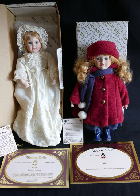 ALBERON - 2 beautiful 28cm collectible porcelain dolls (1 limited ...