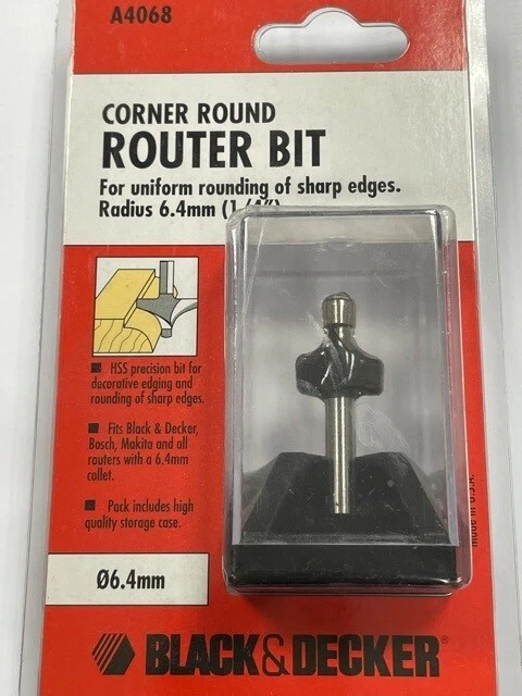 BLACK & DECKER Corner Round Router Bit A4068 6.4mm Radius £2.95 ...