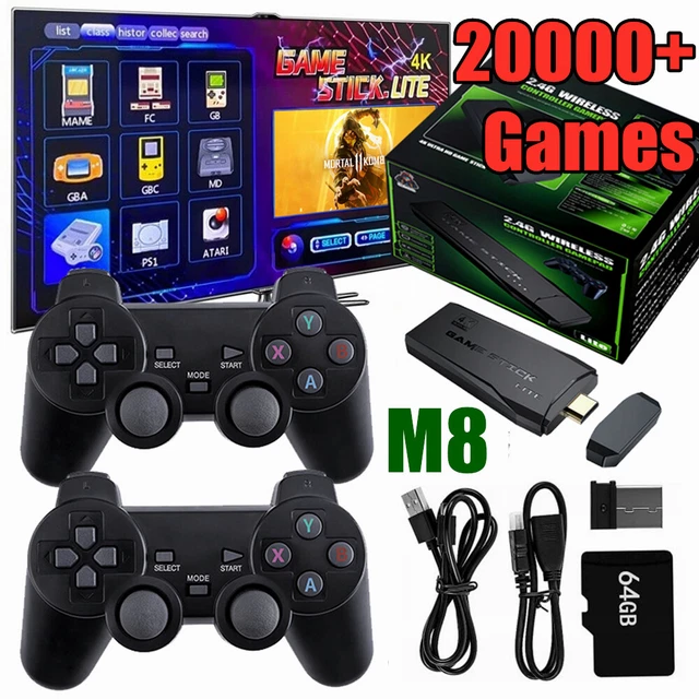 4K WIRELESS 64GB HDMI TV Game Stick Console Built-in Games +2 Wireless ...