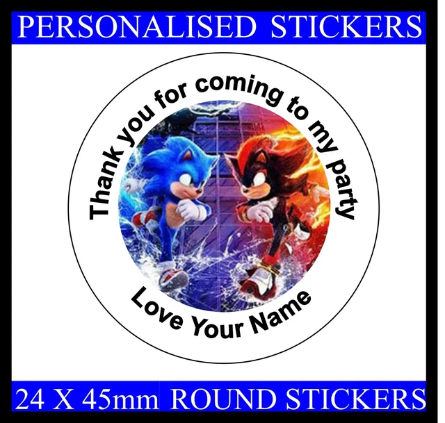 PERSONALISED SONIC SWEET Cone Stickers Party Labels Any Birthday Thank ...
