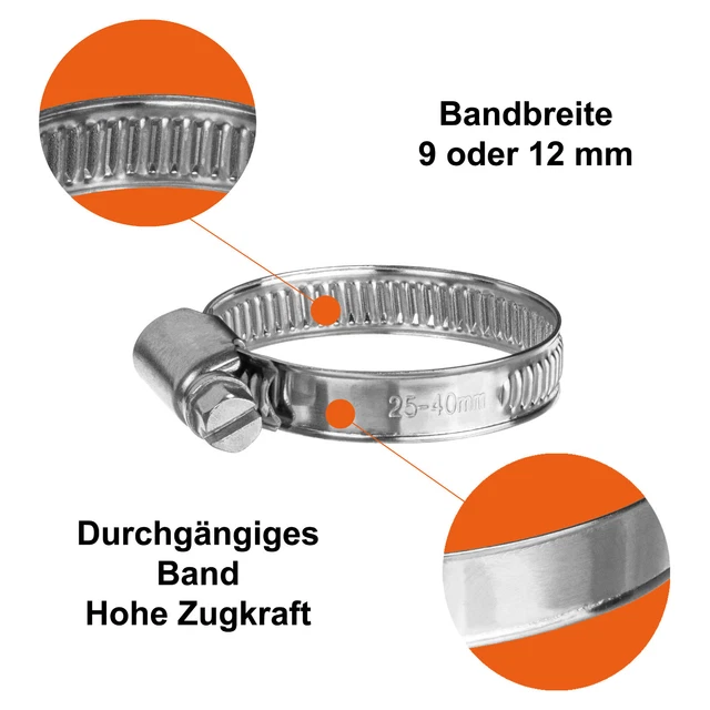 SCHLAUCHSCHELLEN EDELSTAHL DIN 3017 W4 V2A Edelstahl o. W2 Schlauchschellen EUR 2,00 - PicClick DE