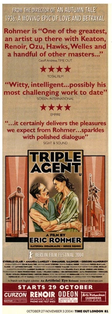 FILM ADVERT TRIPLE Agent 2004 Eric Rohmer Cyrielle Clair Amanda Langlet ...
