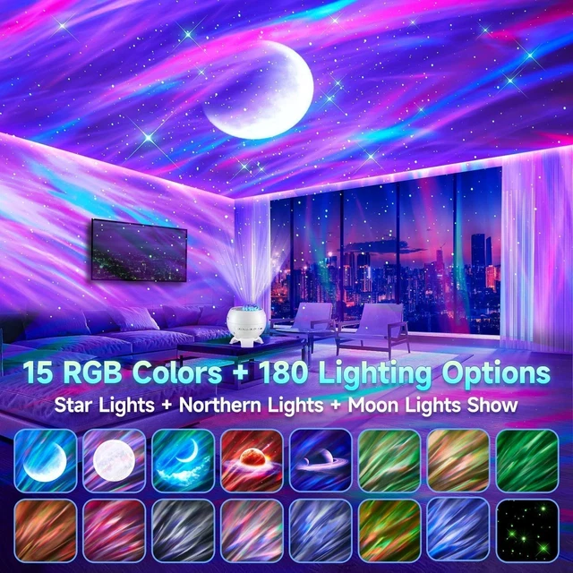 GALAXY STAR PROJECTOR Moon Aurora Light Bluetooth White Noise Bedroom £ ...