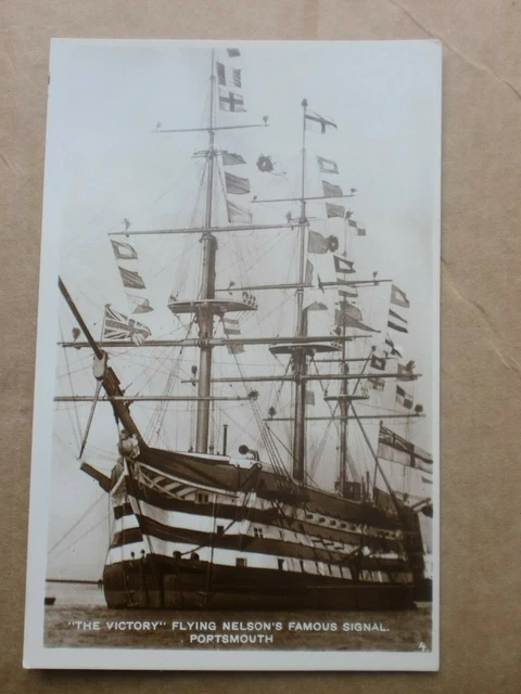 H.M.S. VICTORY FLYING Nelson's Famous Signal Flags RP Real Photograph ...
