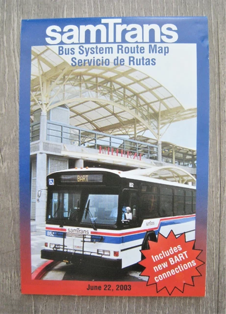 VINTAGE 2002 SAMTRANS Bus System Route Map Guide San Francisco San ...