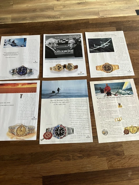 ORIGINAL BUNDLE OF 6 Rolex Watch Magazine Adverts Posters Man Cave Wall ...