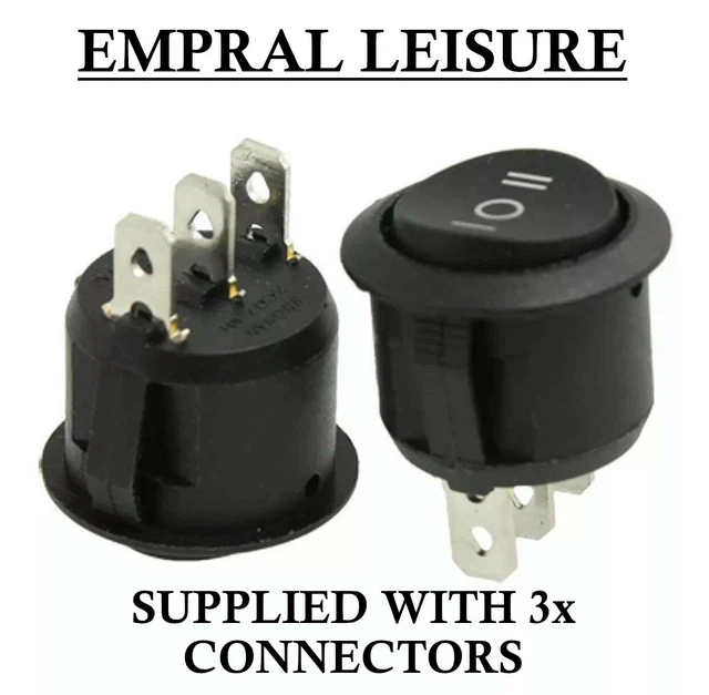 12V ROUND ROCKER Switch 23mm SPSD on/off/on Camper Van Motorhome ...