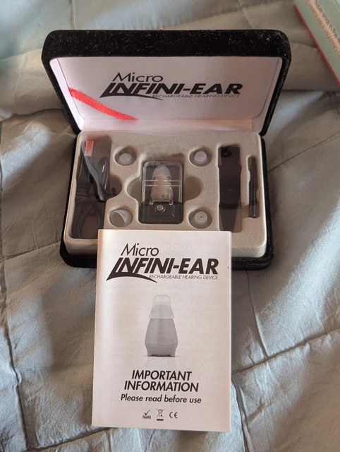 MICRO INFINI EAR Rechargeable Hearing Aid Device W/ Black Suede Case ...