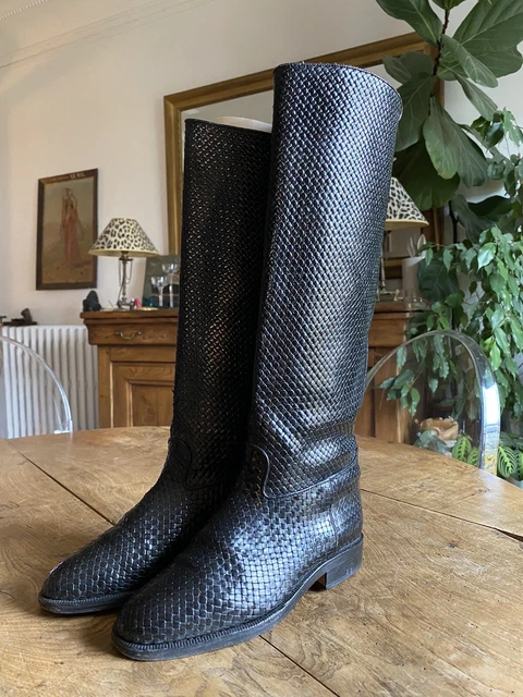 BOTTES EN CUIR Tressé Noir Stéphane KÉLIAN EUR 70,00 - PicClick DE