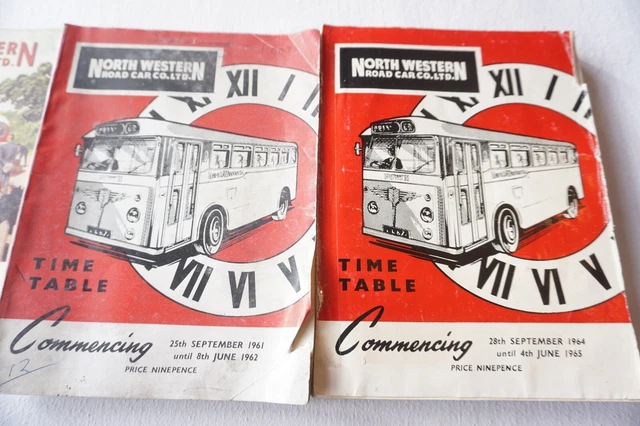 1958 1961 1964 North Western Road Car Co Bus Timetable x3 £26.39 ...