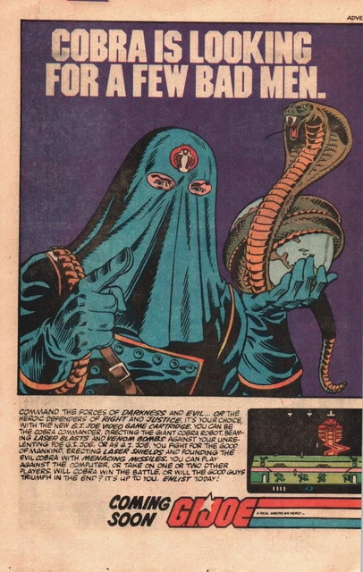 VINTAGE ADVERTISING G.I. JOE Computer Console Game ATARI by Parker ...