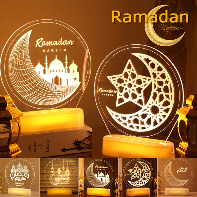 RAMADAN MUBARAK NIGHT Lights LED 3D Illusion Lamp Eid Muslim Islam ...