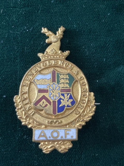 VINTAGE ENAMEL & Gold AOF Badge H5cms X W3cms Made By W.C Eaton ...