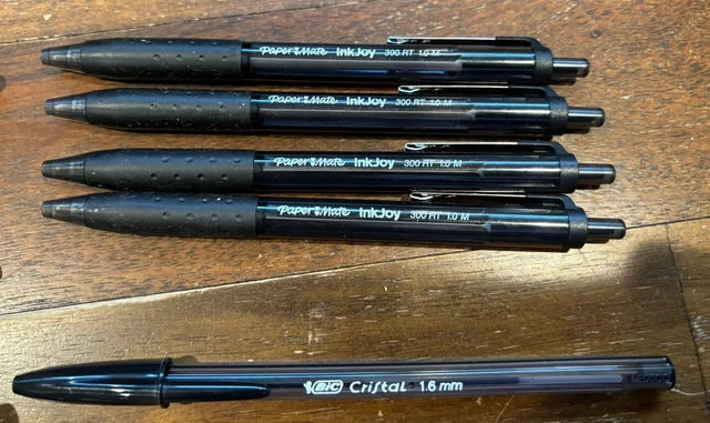 LOT OF 12 Black Ink Ballpoint Pens Paper Mate Ink Joy Pental Bic Mixed ...
