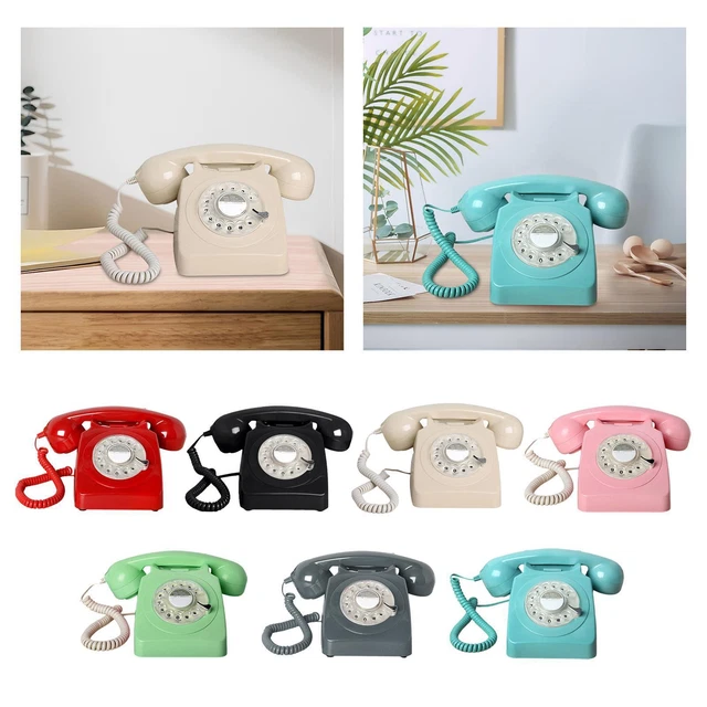 RETRO LANDLINE PHONE Vintage Rotary Dial Telephone Corded Phone with ...