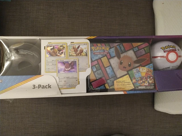 EEVEE TREASURE CHEST -Costco Pokemon Collector 3-Pack + 2 Poke Ball ...