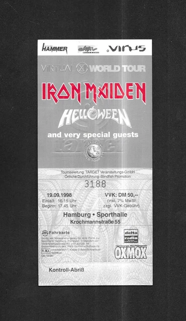 RARE / TICKET Billet Concert - Iron Maiden : Live A Hambourg ...